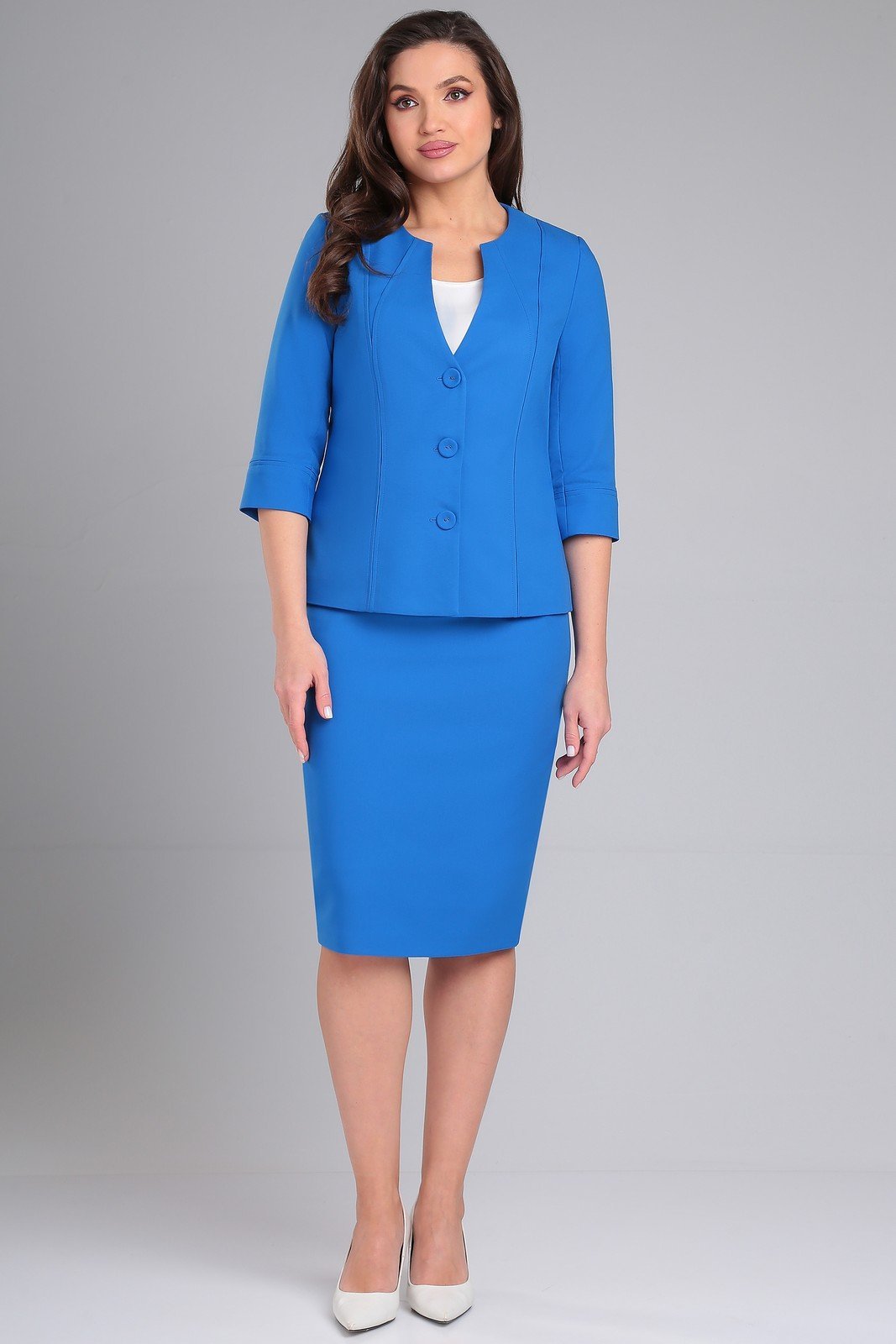 Костюм с юбкой 31318 лазурный LeNata купить в интернет магазине Велесмода